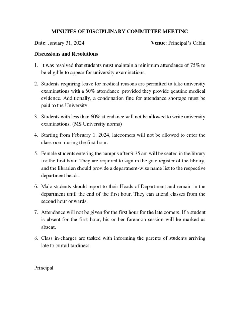 Minutes of Discipline Committee Meeting | PDF | Social Science | Wellness