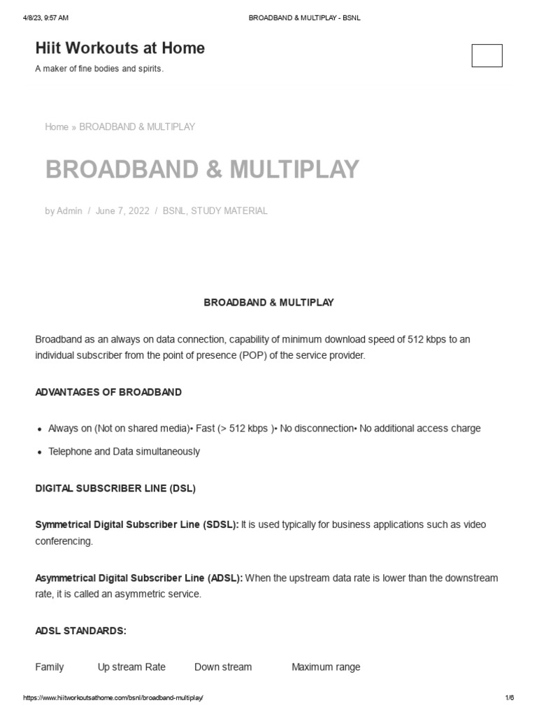Broadband & Multiplay - BSNL | PDF