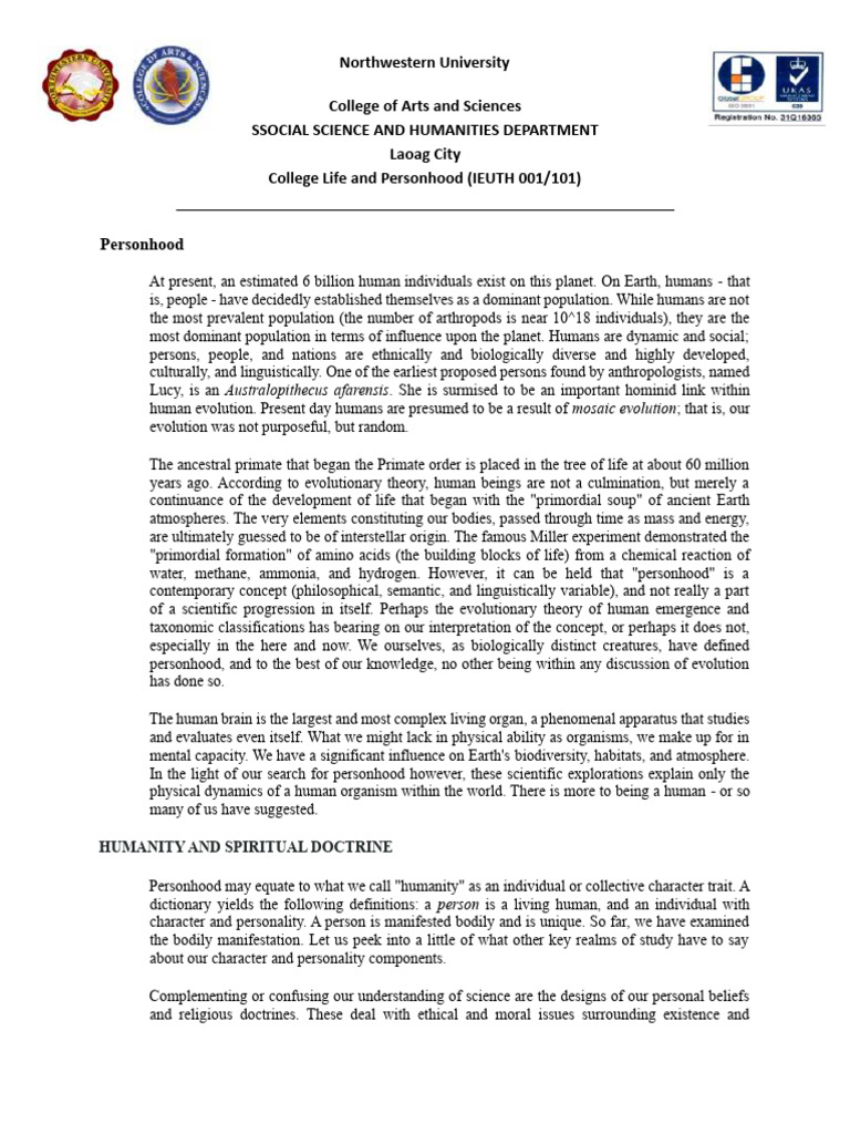 Personhood | PDF | Mind | Metaphysics