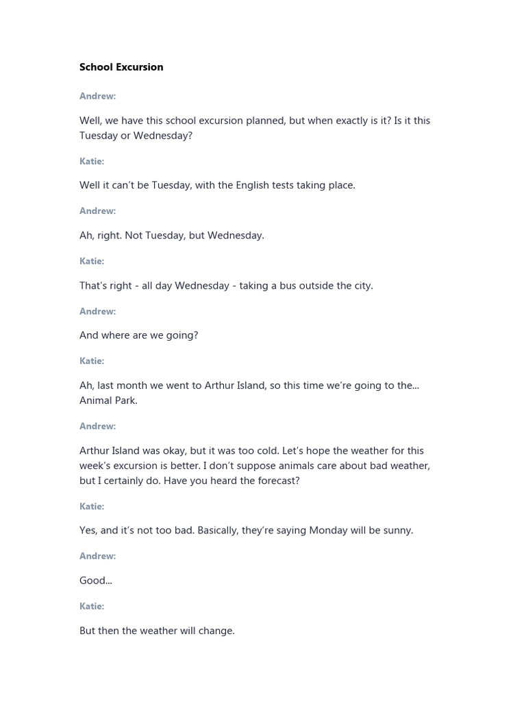 S1 - T1 - School Excursion | Download Free PDF | Koreans