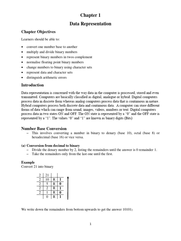 Data Representation Book 1 | Download Free PDF | Decimal | Bit