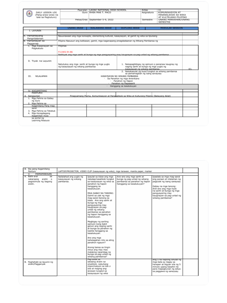 KPWKP Week 2 DLL in Komunikasyon WK 2 - Compress | PDF