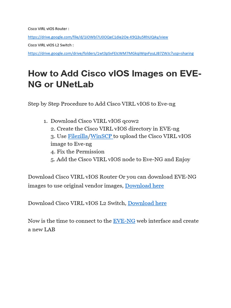 Add Cisco vIOS Router and Switch in Eve-Ng | PDF | Computers
