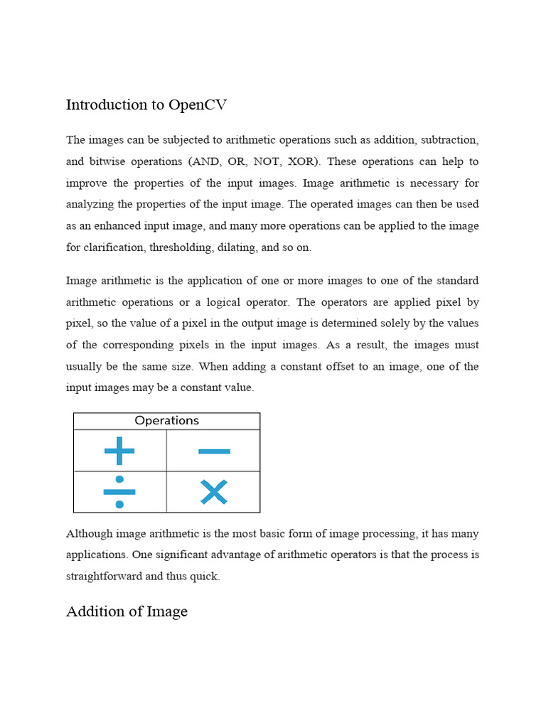 Arithmetic Operation On Images | PDF
