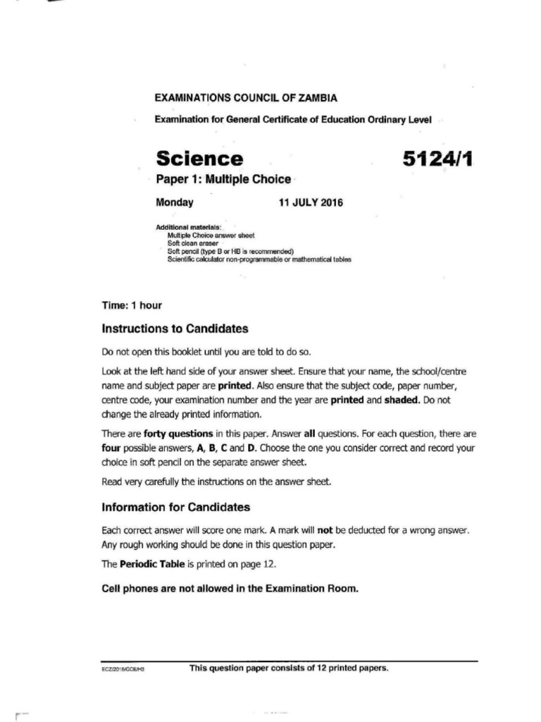 Science Past Questions | PDF