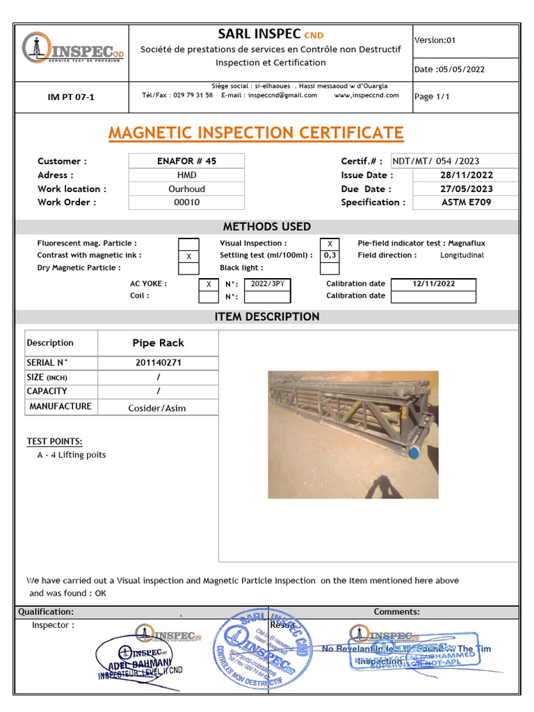 07 Mpi Report - 1 | PDF | Nondestructive Testing | Welding