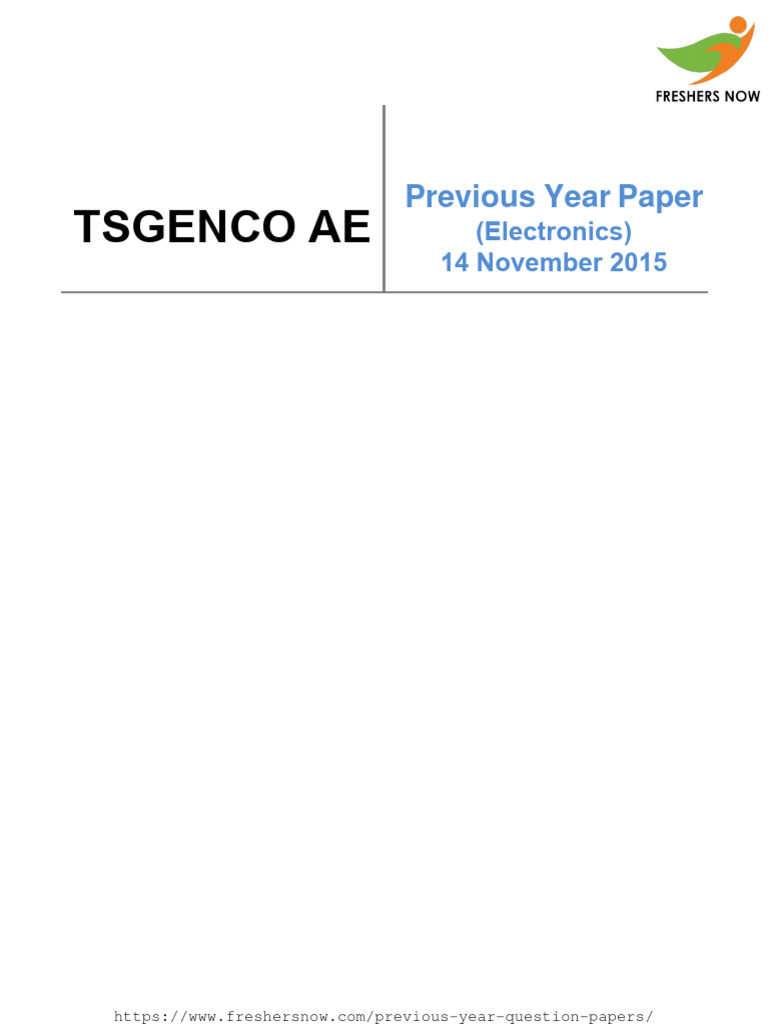 TSGENCO AE Electronics Question Paper | PDF