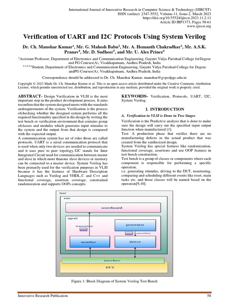 UART & I2C Using System Verilog | PDF | Hardware Description Language | Vhdl