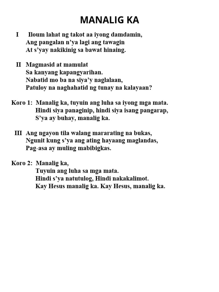 Manalig Ka (Lyrics) | PDF