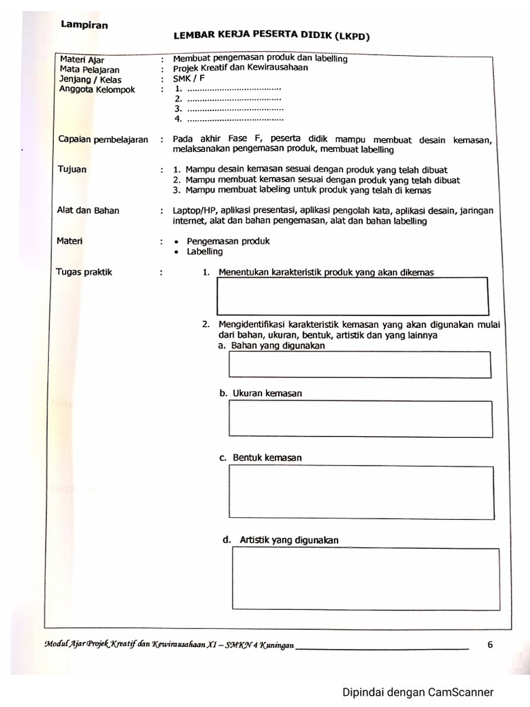 LKPD Membuat Pengemasan Produk Dan Labelling | PDF