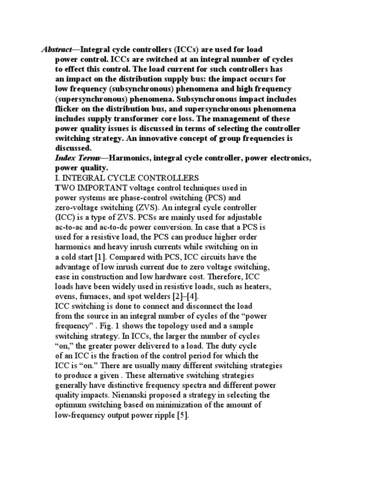 Power Quality in Integral Cycle Controllers | PDF | Science ...