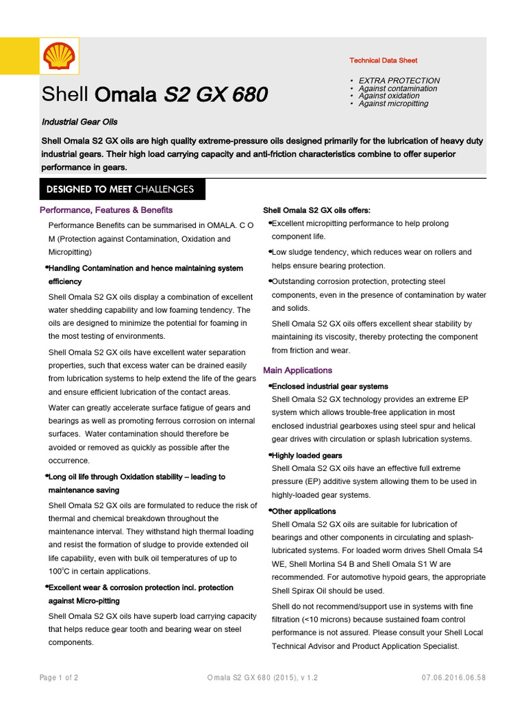 Shell Omala S2 GX680 | PDF