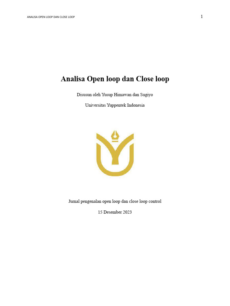 Jurnal Analisa Open Loop Close Loop | PDF