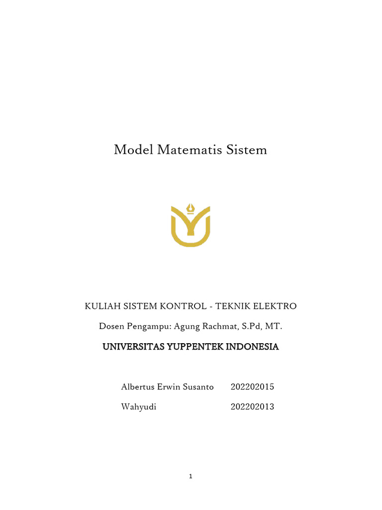 Model Matematis Sistem | PDF