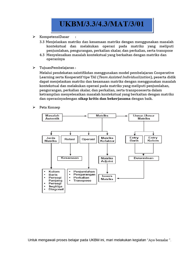 Ukbm Matriks New | PDF | Komputer