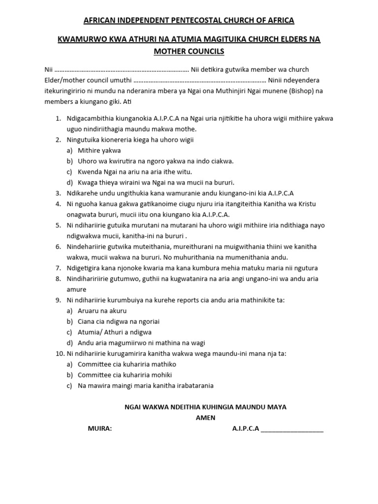 AIPCA Church Governance and History | PDF