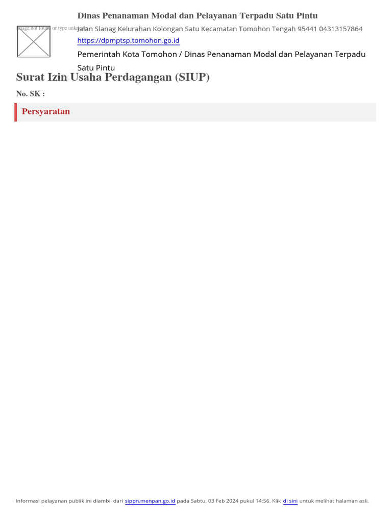 Unduh Standar Pelayanan - Surat Izin Usaha Perdagangan (SIUP) | PDF | Hukum