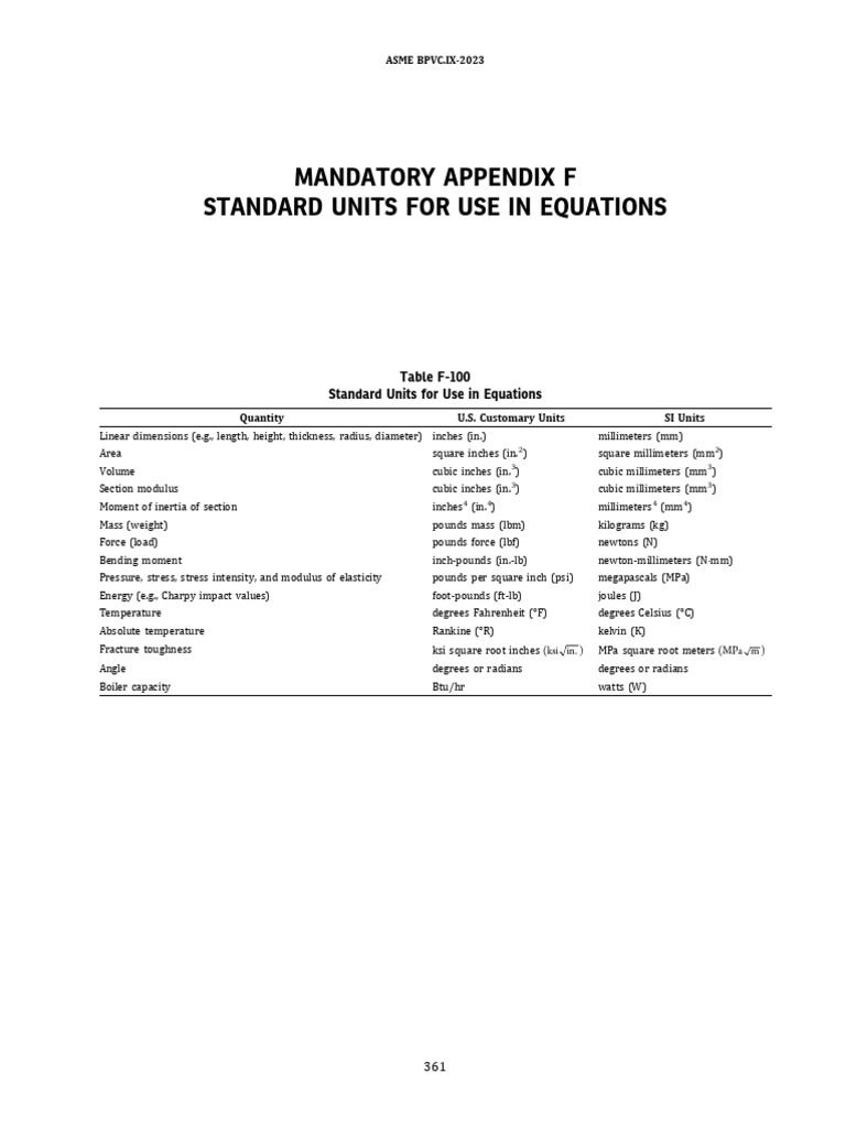 Mandatory Appendix F Asme BPVC Sec Ix 2023 | Download Free PDF | Pascal ...