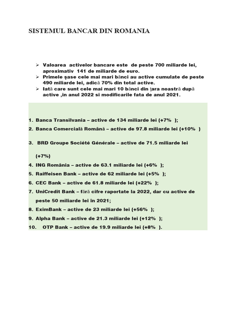 Sistemul Bancar Din Romania | PDF