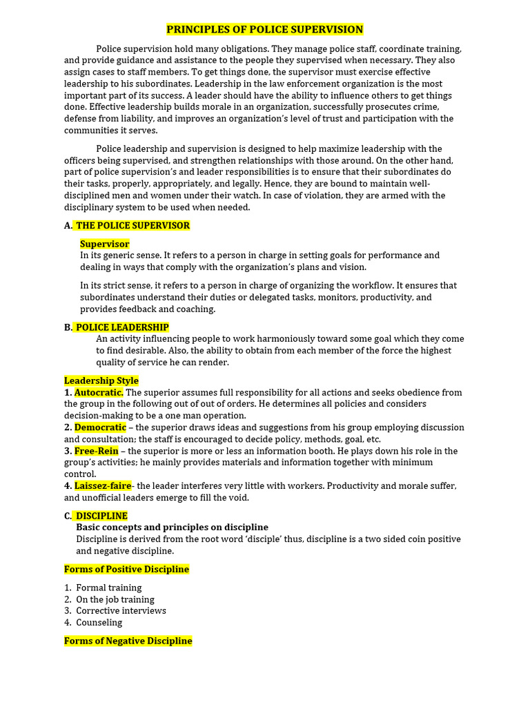 LEA1 - Principles-Of-Police-Supervision | Download Free PDF ...