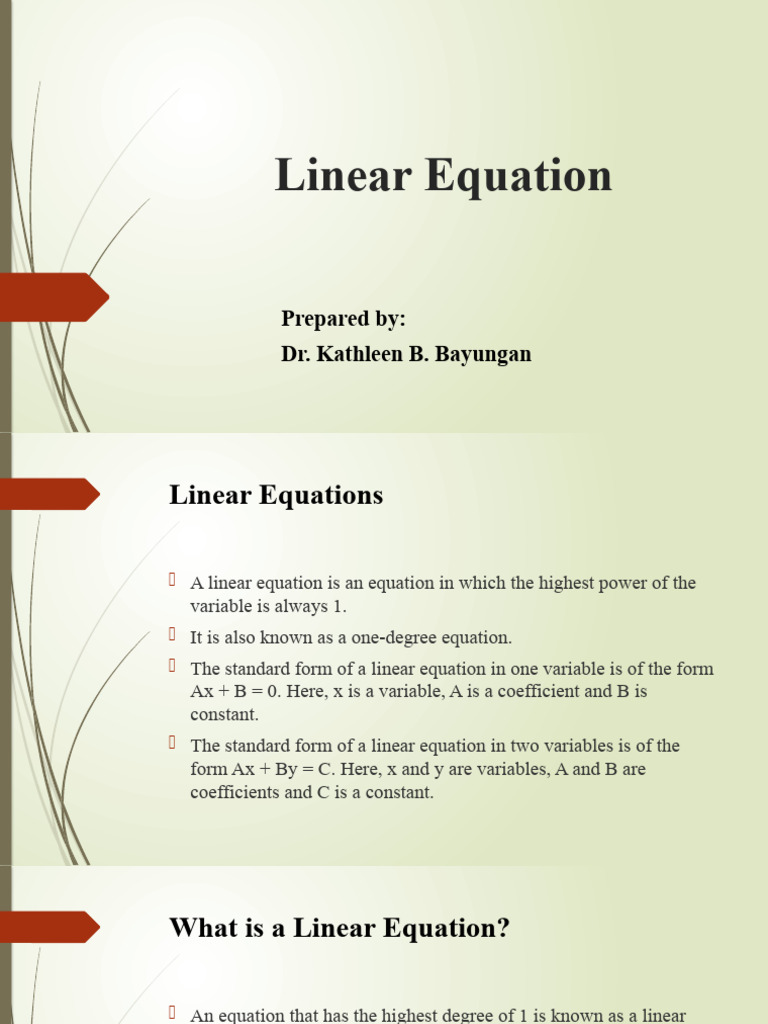 WK 2 Linear Equation | PDF WK 2 Linear Equation | PDF