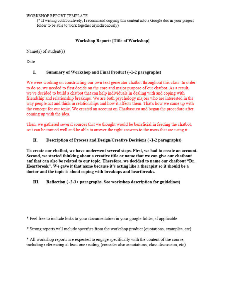 Workshop Report Template Guide | PDF | Art | Computers