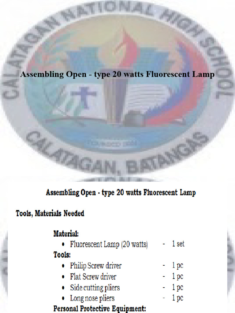 Fluorescent Lamp Assembly - 081710 | PDF