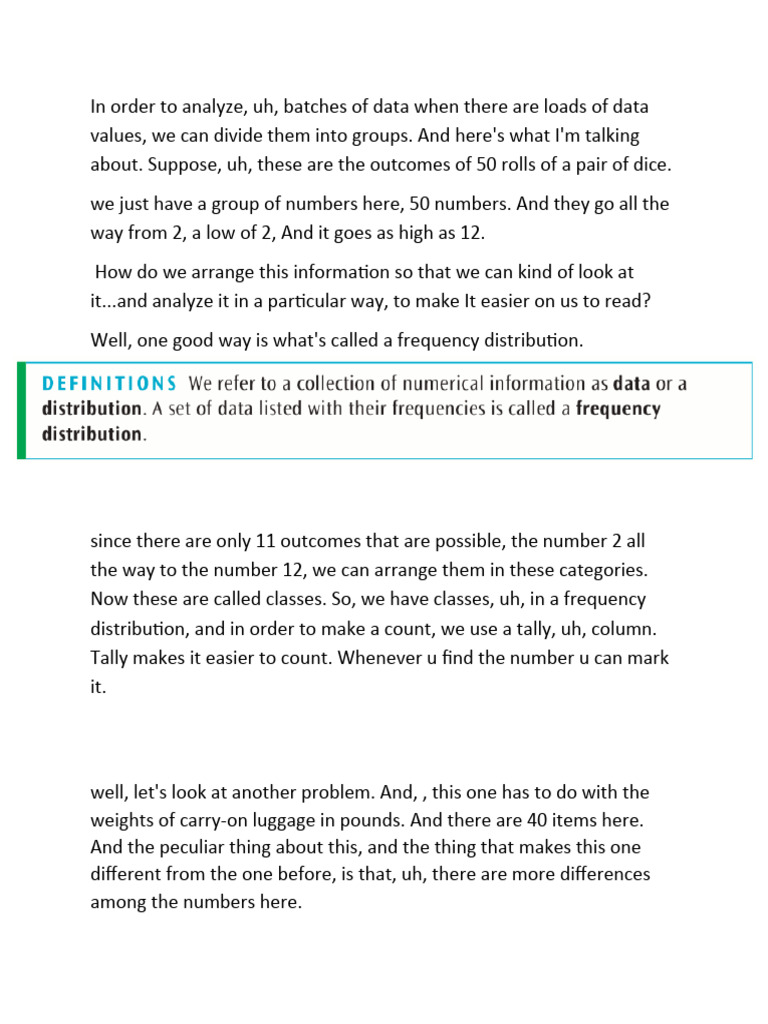 Intro to Frequency Distributions | PDF