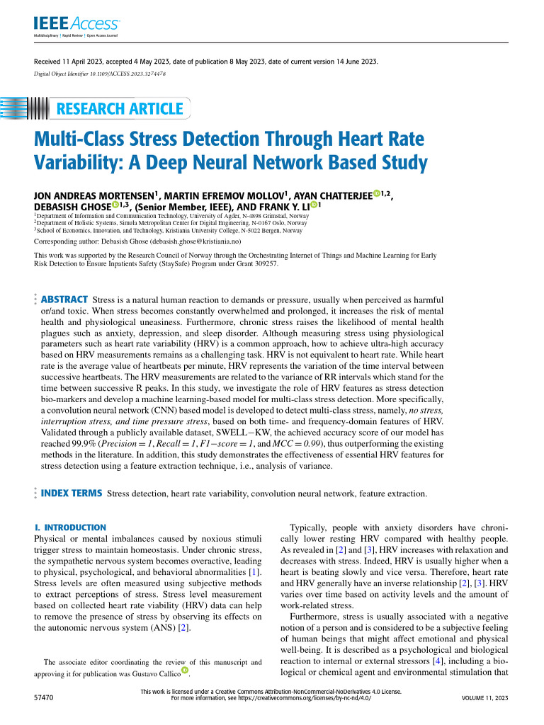 Multi-Class Stress Detection Through Heart Rate Variability A Deep Neural Network Based Study ...