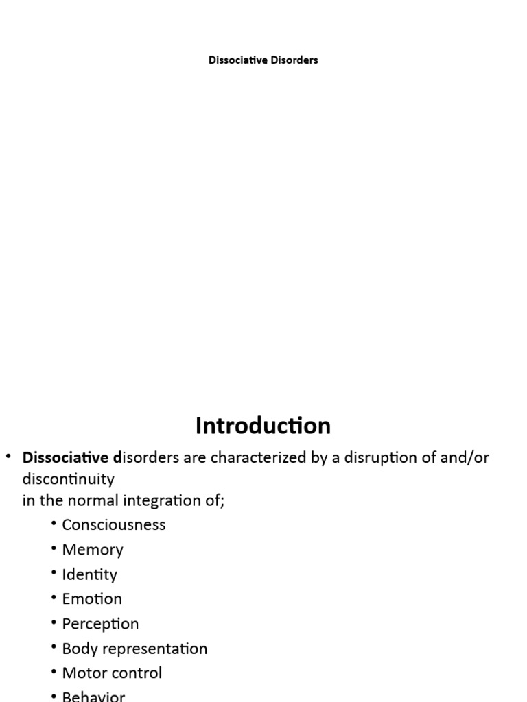 Overview of Dissociative Disorders | PDF | Dissociation (Psychology ...