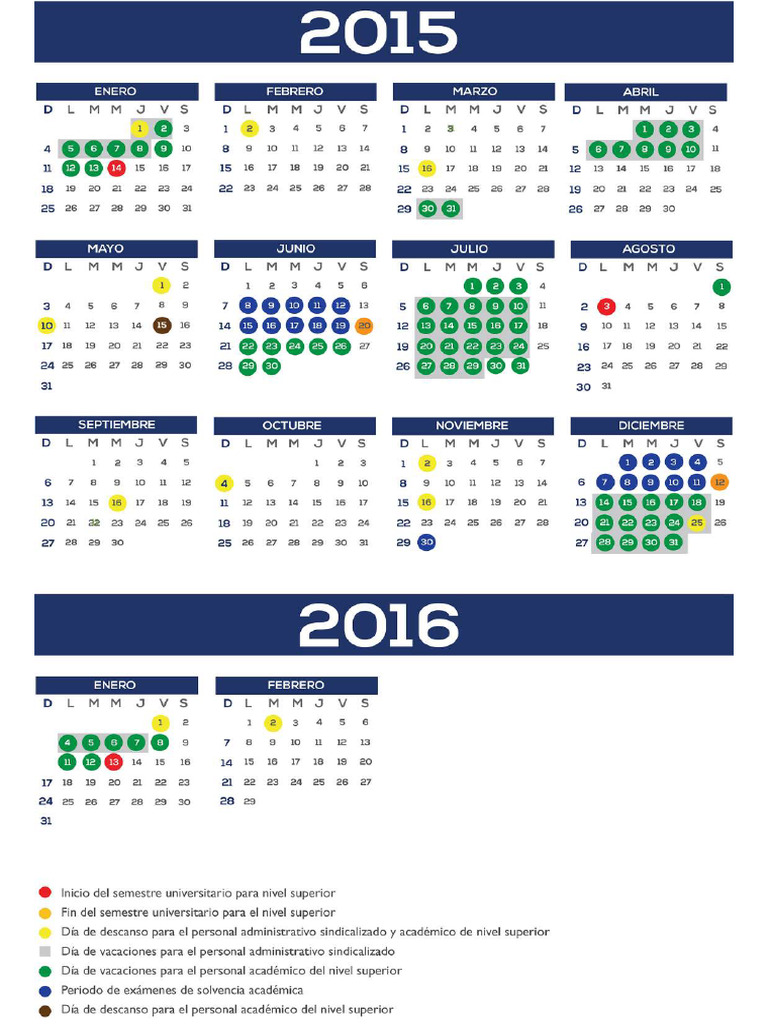 Calendario 2015 UAEM | PDF