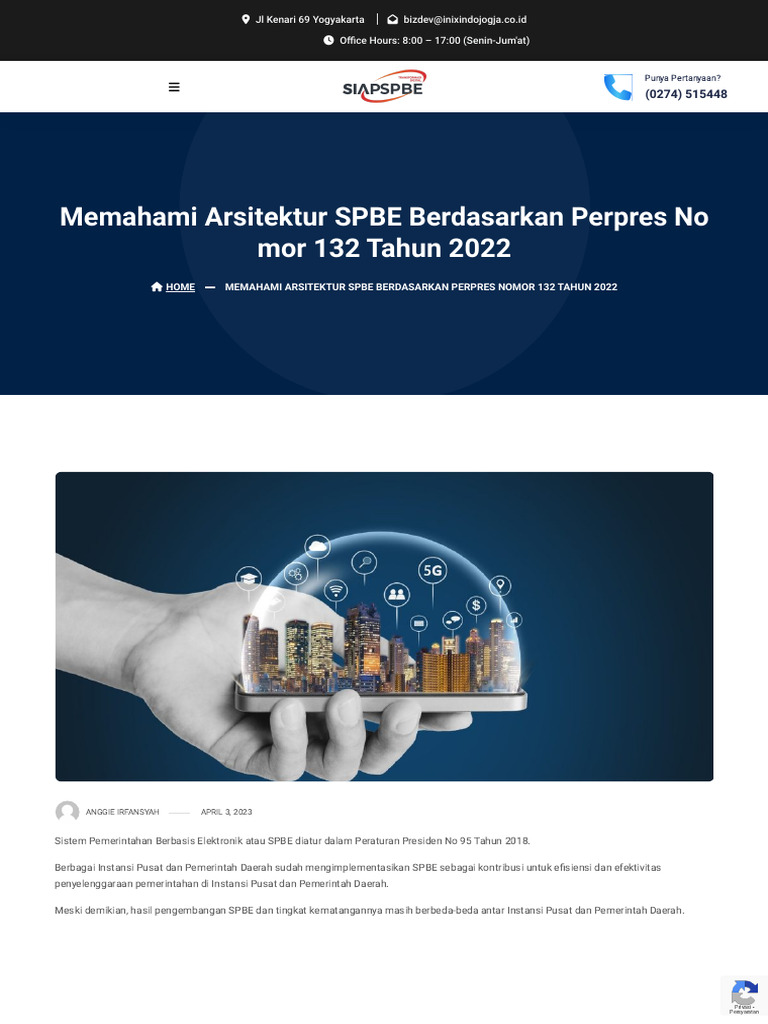 Memahami Arsitektur SPBE Berdasarkan Perpres Nomor 132 Tahun 2022 - SIAP SPBE - Sistem ...