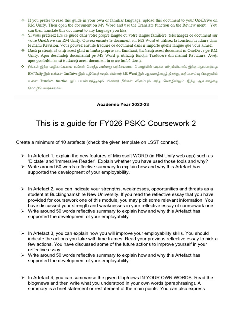 Guide For Pskc-Fy026 - Cw2 | PDF | Blog | Essays