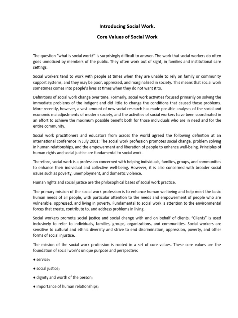 Social Work Introduction | PDF