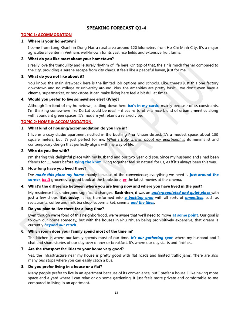 Speaking Q1-2024 - Part 1 | PDF