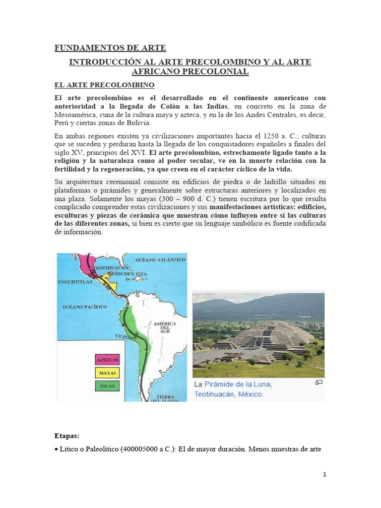 El Arte Precolombino y El Africano Precolonial | PDF | Civilización maya | Mesoamérica