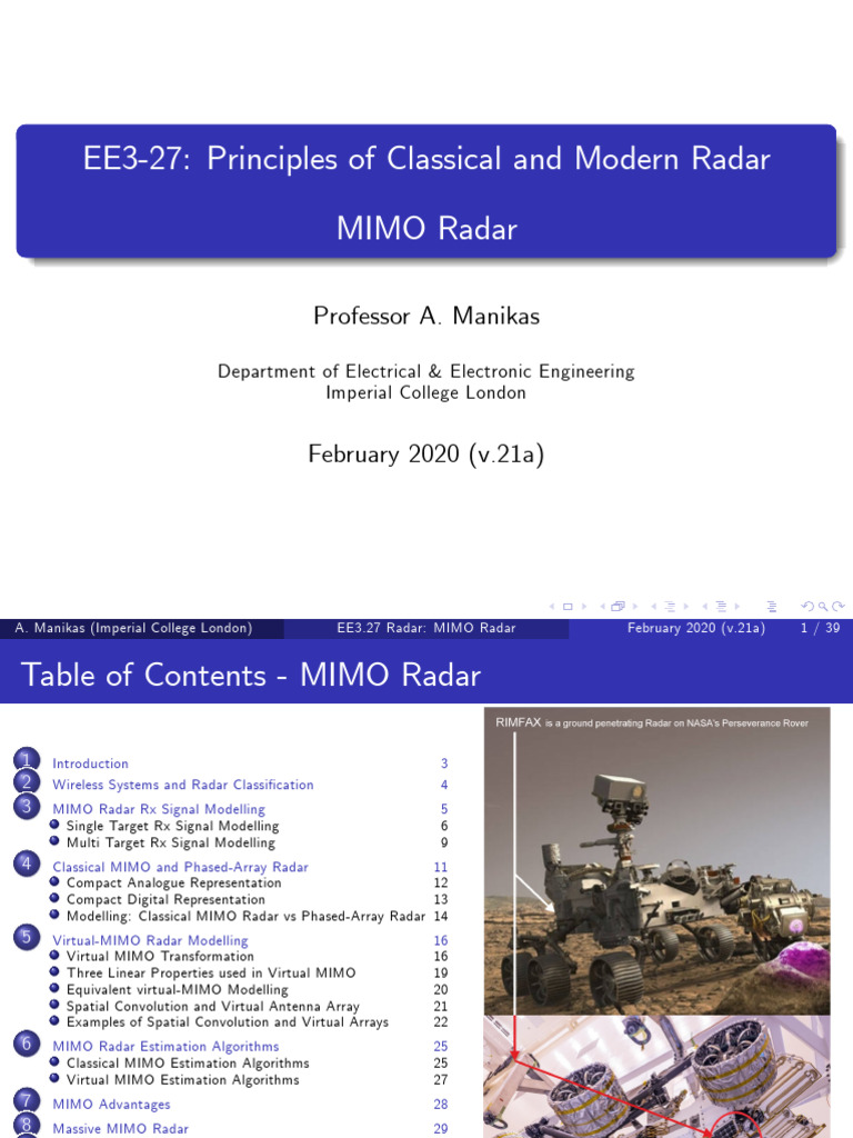 Radar 9 MIMO Radar | PDF | Technology & Engineering