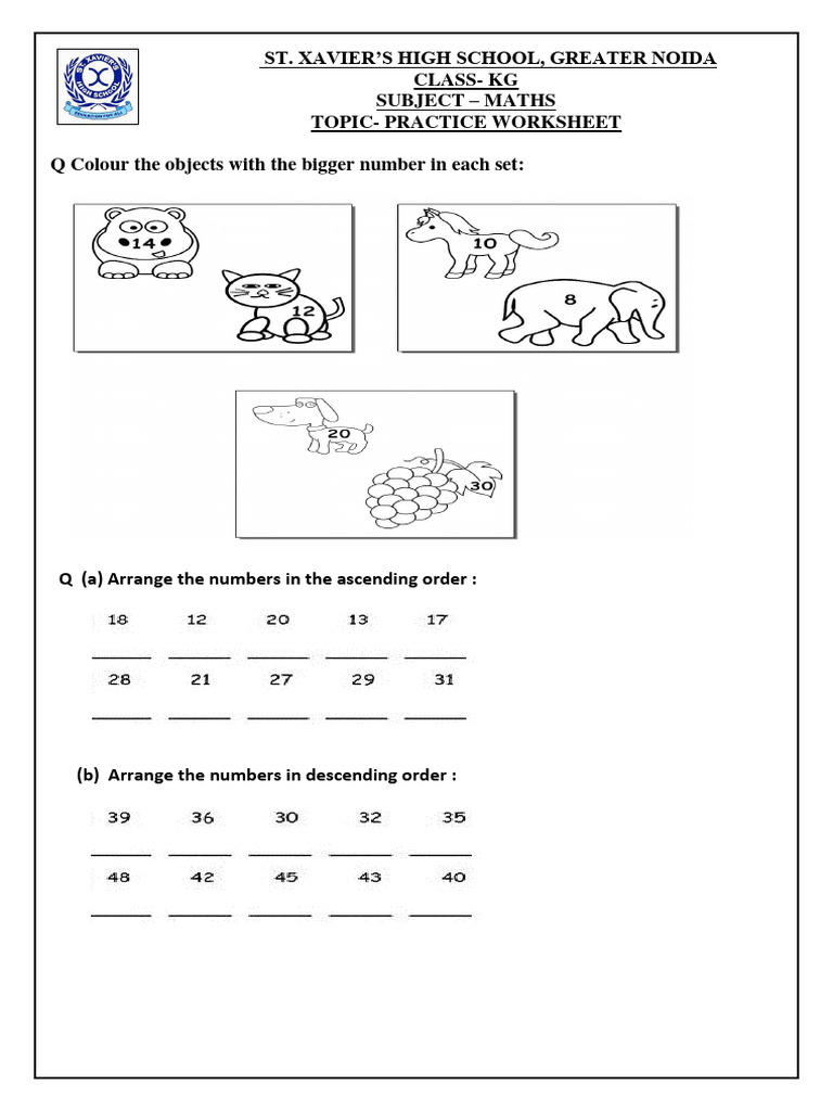 KG Maths Practice Worksheet | PDF
