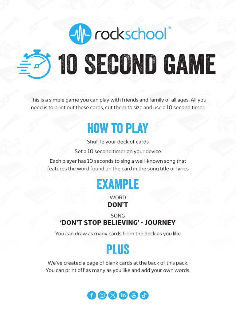 10-Second Song Challenge Game | PDF | Games & Activities