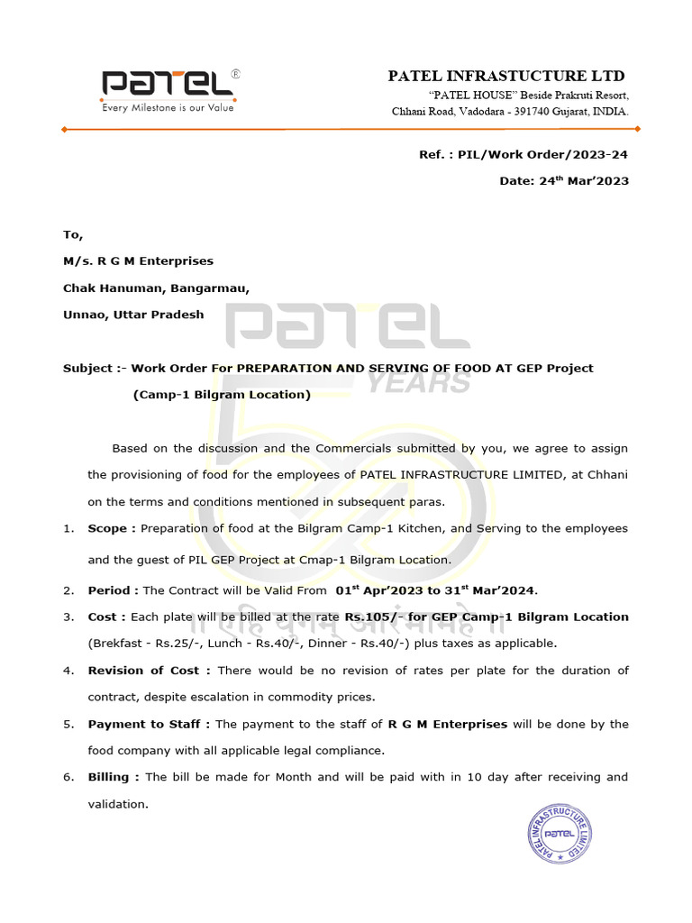 GEP Project Food Service Contract | PDF | Economies | Justice