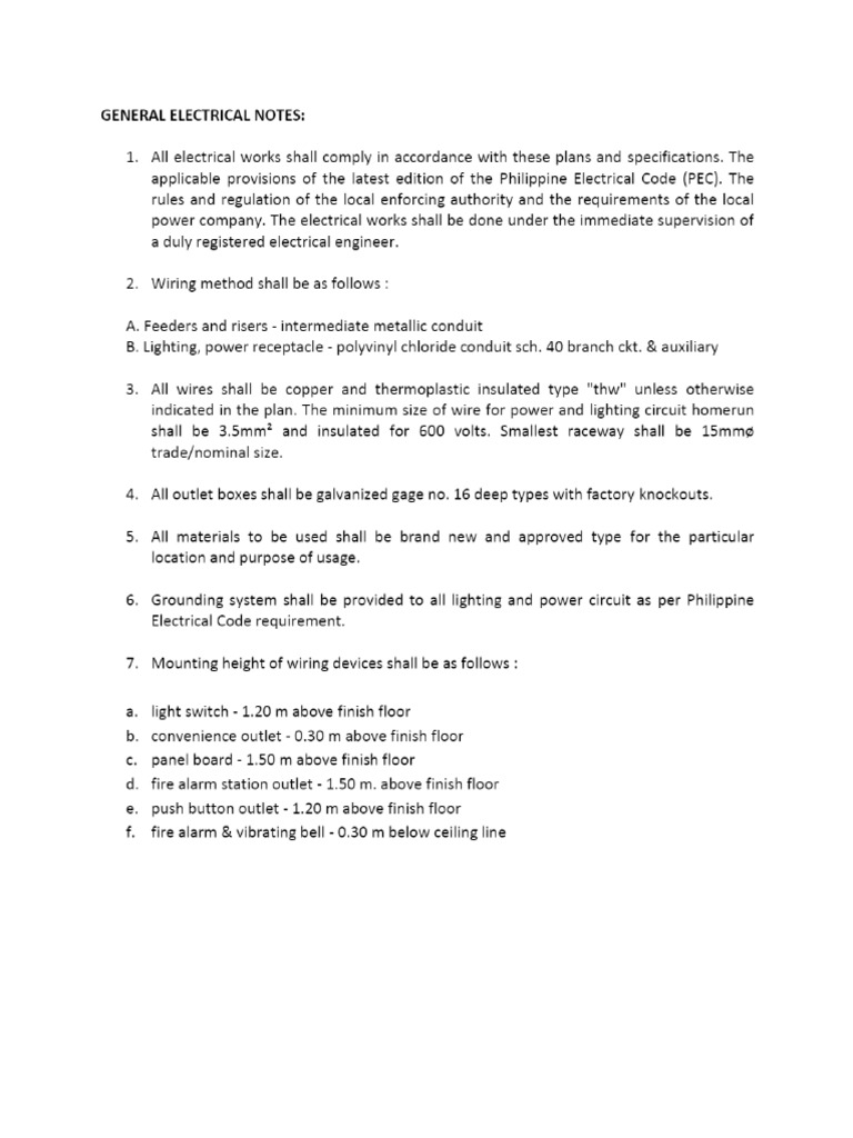 General Notes Electrical | PDF