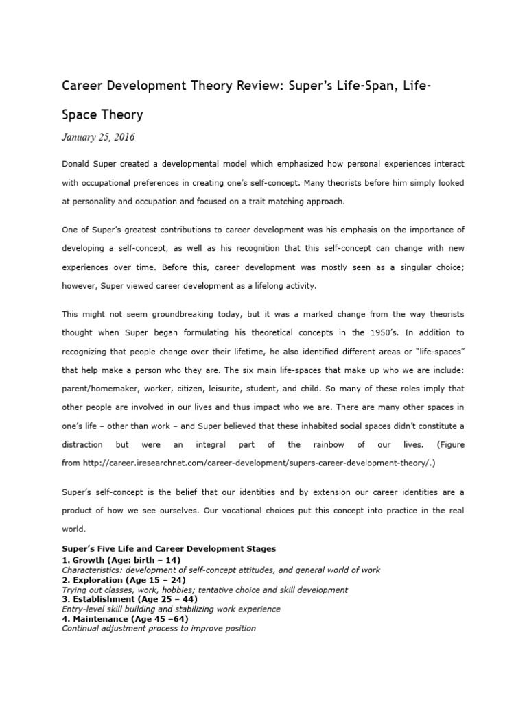 Career Development Theory Review | PDF | Self Concept | Identity ...