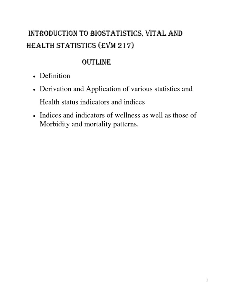 Biostatitics, Vital and Health Statistic 1 | PDF | Variance | Mean