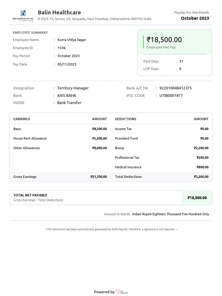 Payslip 1536 Oct 2023 | PDF