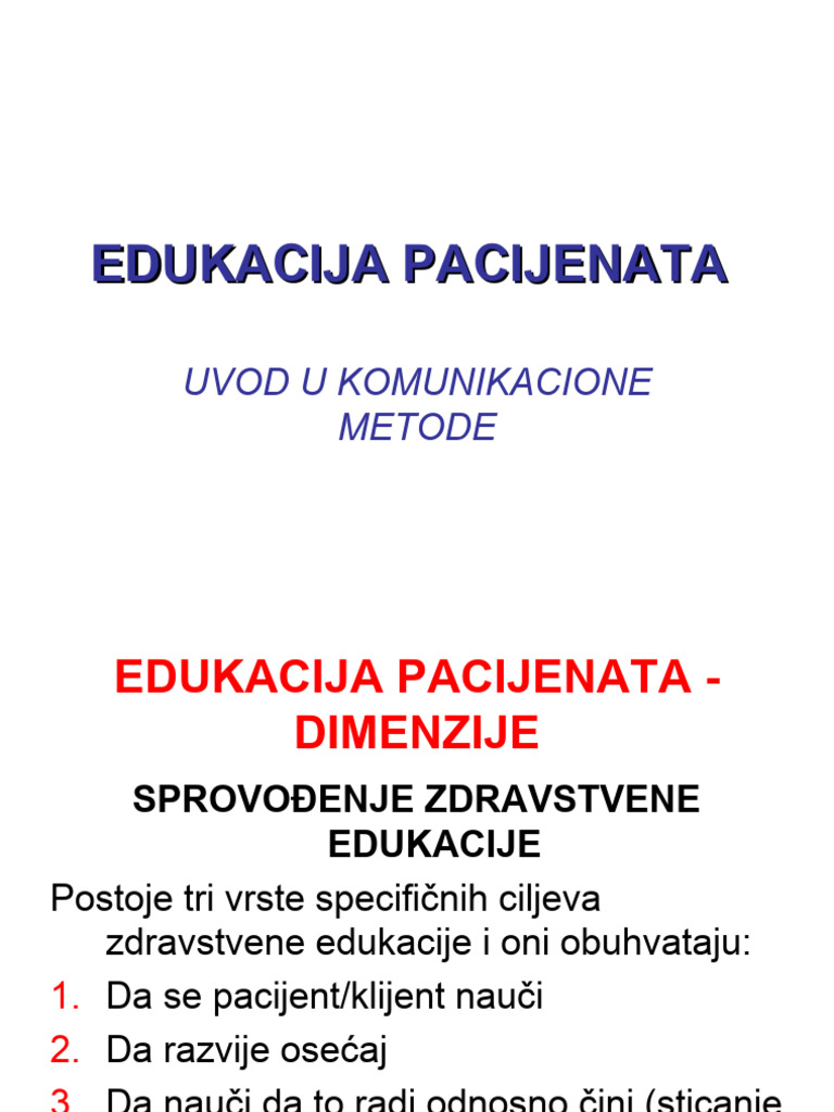 Edukacija Pacijenata | PDF