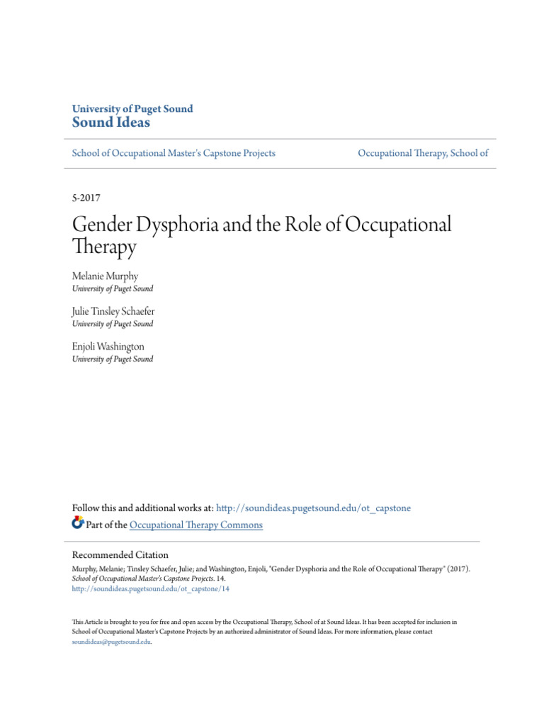 Gender Dysphoria And The Role Of Occupational Therapy Pdf