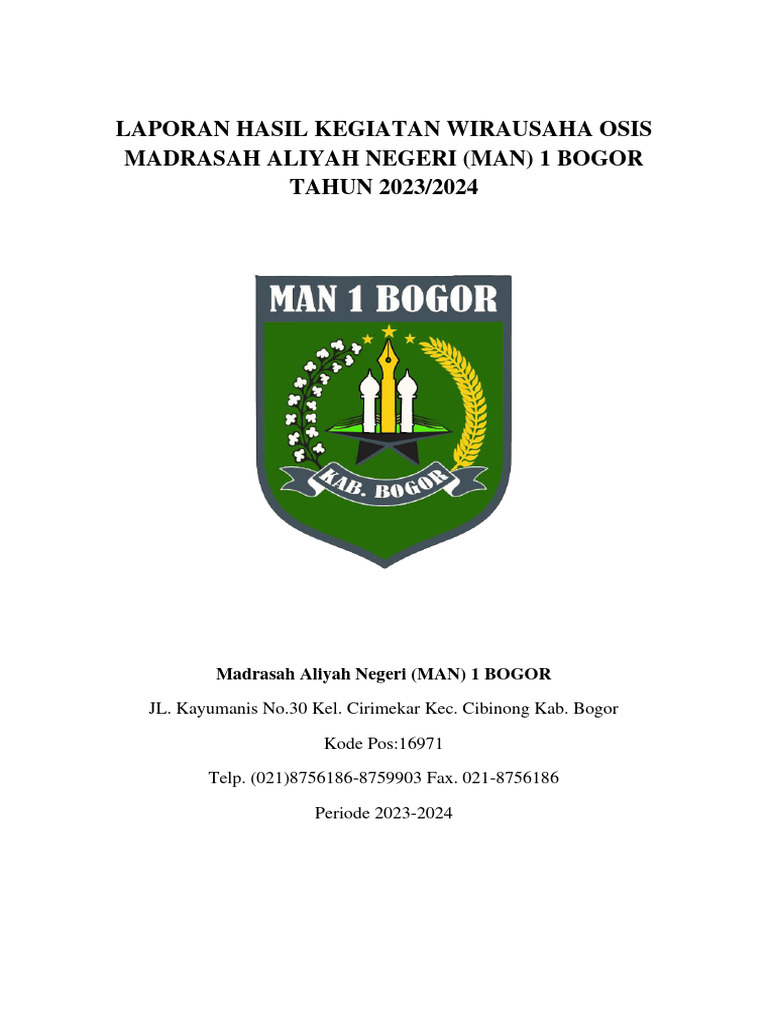 Laporan Wirausaha OSIS MAN 1 Bogor 2023 | PDF