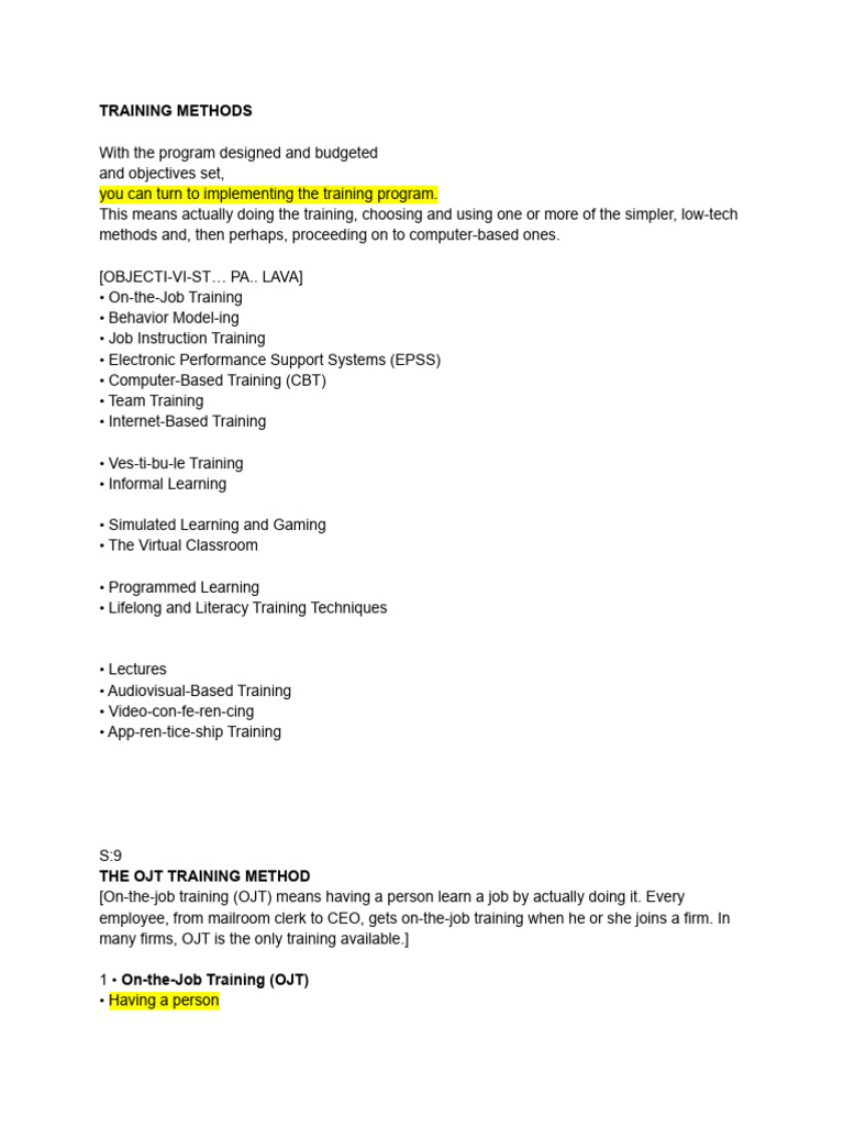 HRM, C-8 Training Methods | PDF