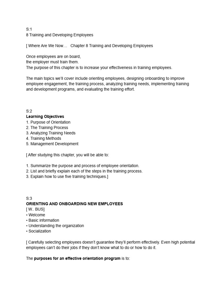 HRM, C-8, Training and Developing Employees | PDF | Employment | Learning