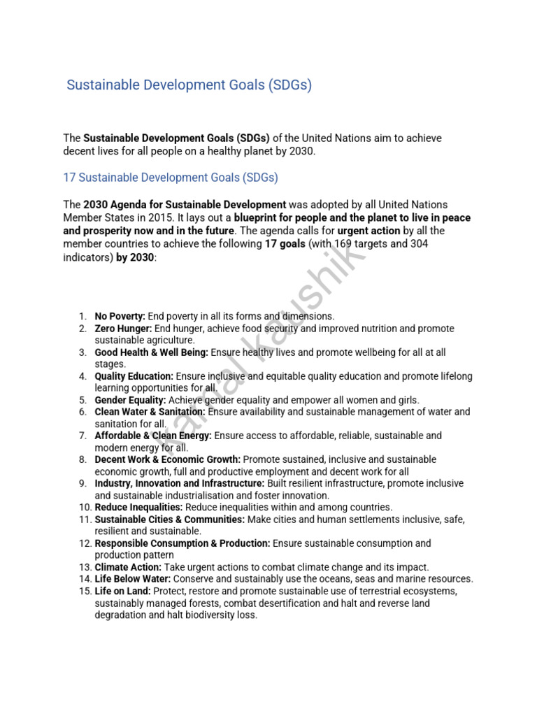 Overview of Sustainable Development Goals | PDF | Sustainability ...